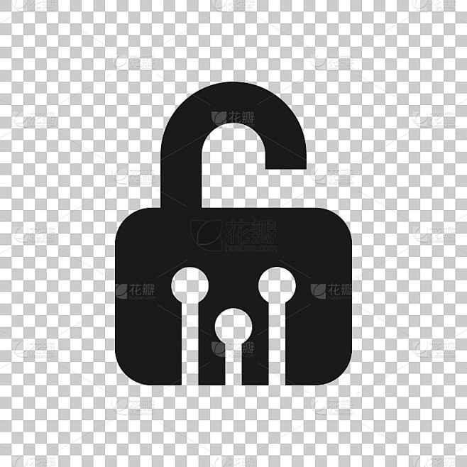 Cyber security icon in transparent style. Padlock