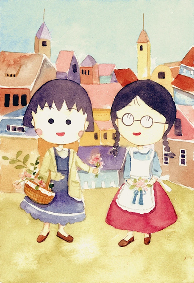 小丸子。。-瑶背背_水彩，手绘_涂鸦王国插画-花瓣网