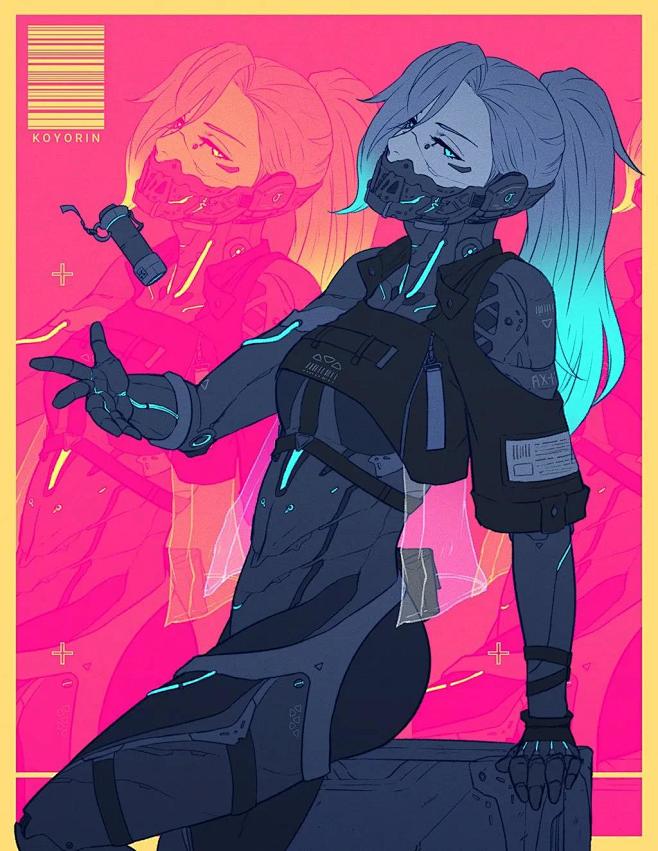 概念插画师 #koyoriin 非常喜欢科幻世界的故事，经常为电子游戏绘制封面或者设计人物角色。画风非常个性，还充满着赛博朋克的味道