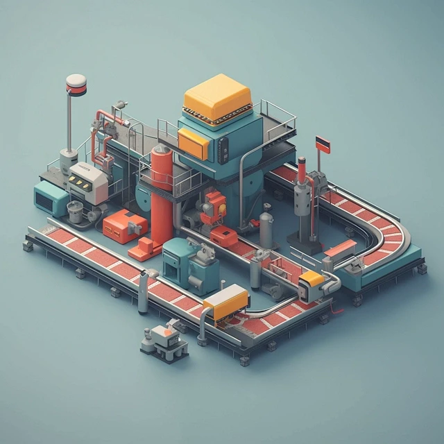 tiny toy concept design simple minimalist factory conveyor production ...