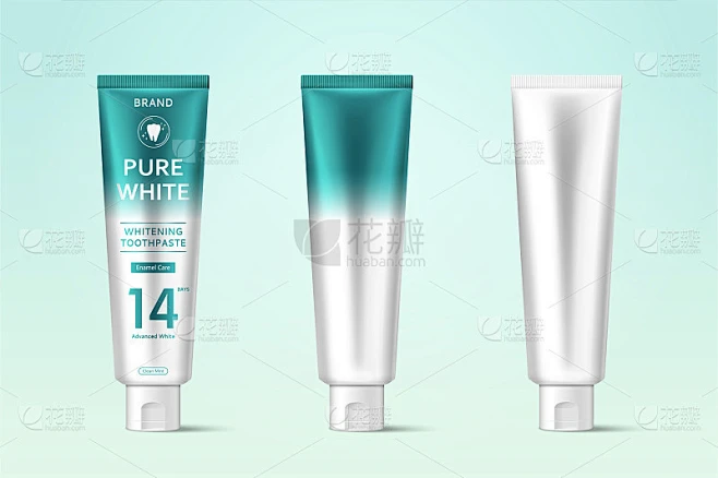 三个纯白色的牙膏管素材-花瓣网