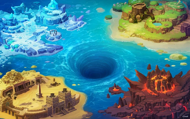CGwall游戏原画网站_区域地图-花瓣网