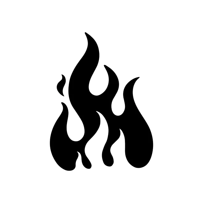 Flame icon. Sleek and bold fire design with smooth curves symbolizing ...