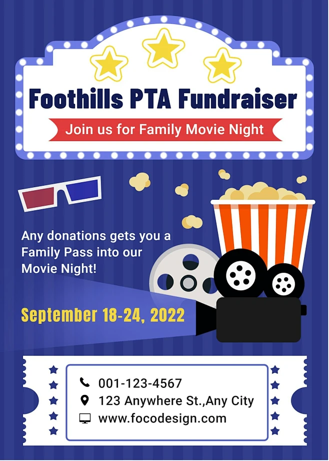 Simple Hand Painted Film Ticket Stub Frame Fundraising invitation ...