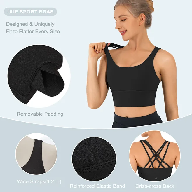 UUE Sports Bra for Women, High Impact Support Cross Backless Strappy ...
