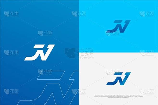 JNV标志设计。JN字母标记图标。JV例证符号.