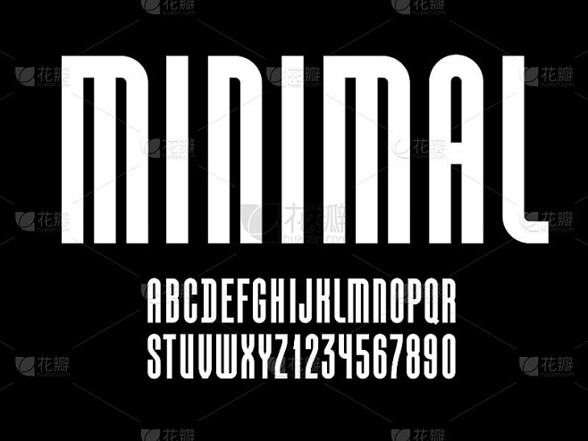 高字体，压缩高粗字母无衬线，时髦的大写拉丁字母从A到Z和阿拉伯数字从0到9为您的设计，矢量插图10E