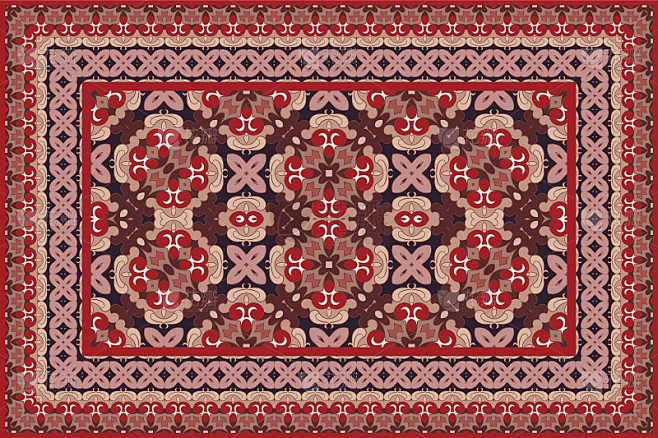 Rich persian red colored carpet.