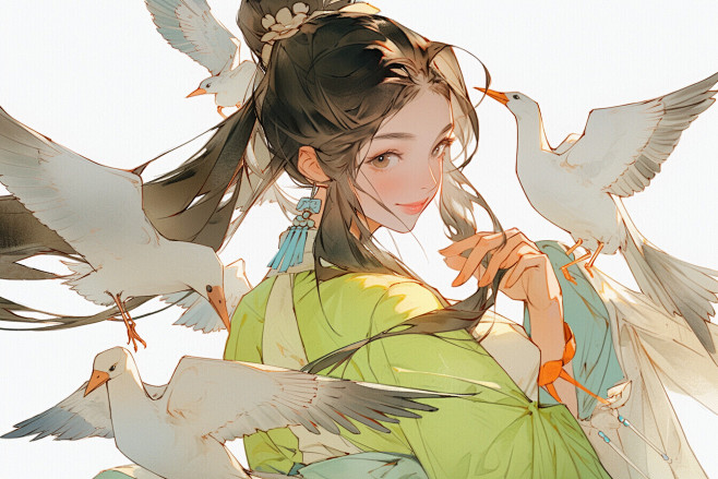 a-ai-artstation-ai-partition-xuexing-chen-idea-chinese-girl-with-bird ...