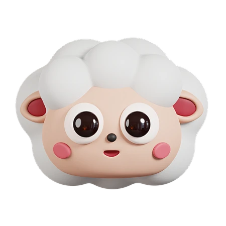 Sheep Face 3D Illustration-花瓣网