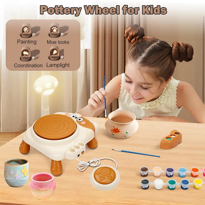 Amazon.com: Pottery Wheel for Kids-Clay Sculpting Tools & Painting Kit ...