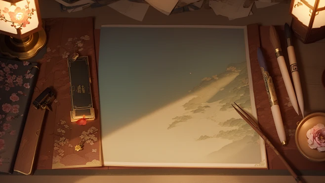 100587-2837022589-gfsy,Chinese style,cover,wooden table,blank paper,a ...