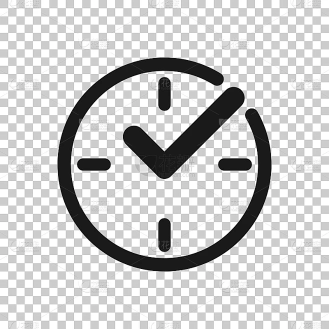 Real time icon in transparent style. Clock vector 素材-花瓣网