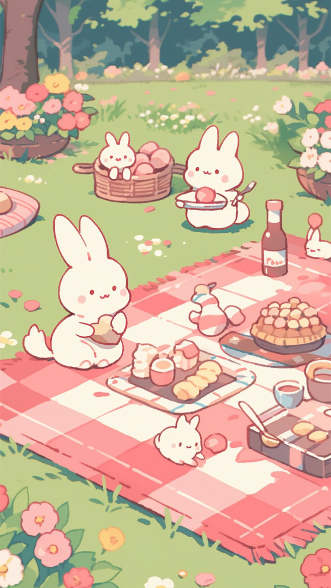 MariaRobinson_bunny_picnic_wallpaper_bunny_rabbit_picnic_in_the_d1e2c2