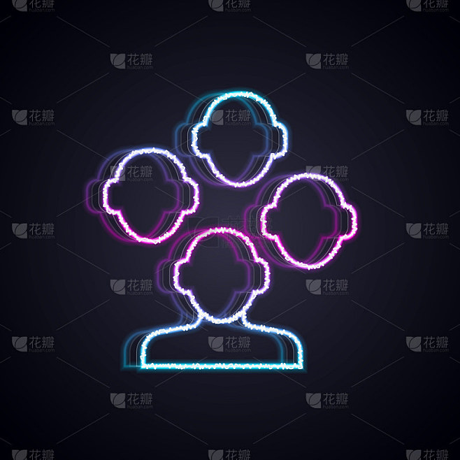 发光的霓虹灯线精神分裂症图标孤立的黑色背景。向量