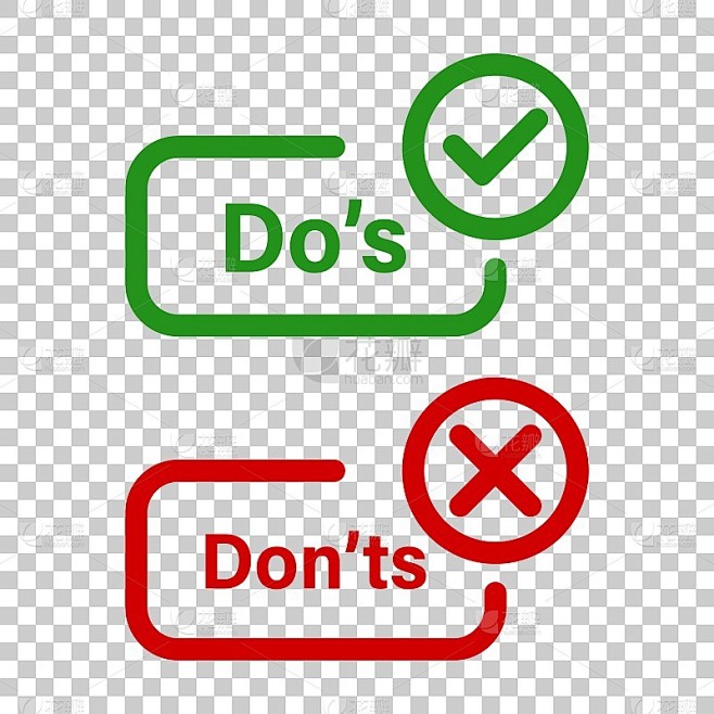 Do's and don'ts sign icon in transparent style. Li
