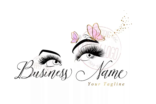 DIGITAL Custom Logo Design Lash Butterfly Logo Eyes Pink - Etsy Eyelash ...