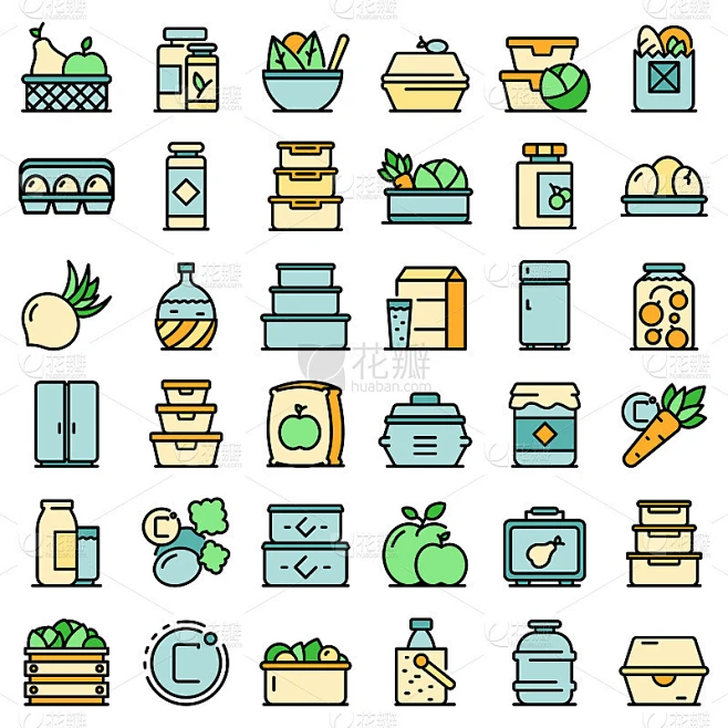 Food storage icons set vector flat图片_其他图片图片素材-花瓣网