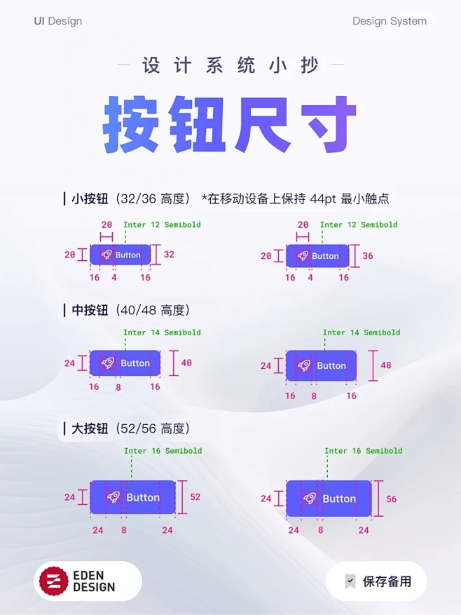 按钮尺寸｜设计系统小抄 - 小红书-花瓣网