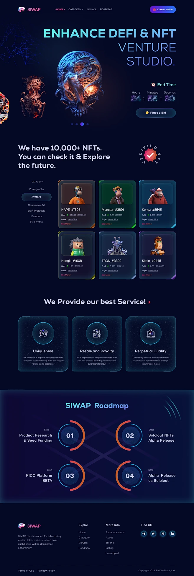 SIWAP-NFT Art Dark Theme Landing Page.-花瓣网
