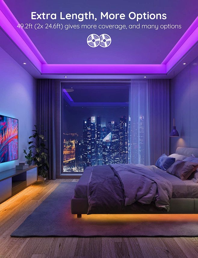 Amazon.com: Govee Smart LED Strip Lights, 49.2ft WiFi RGB Led Lights ...