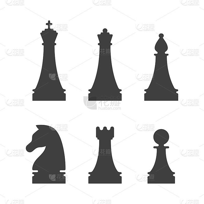 白色背景上的黑色棋子图标