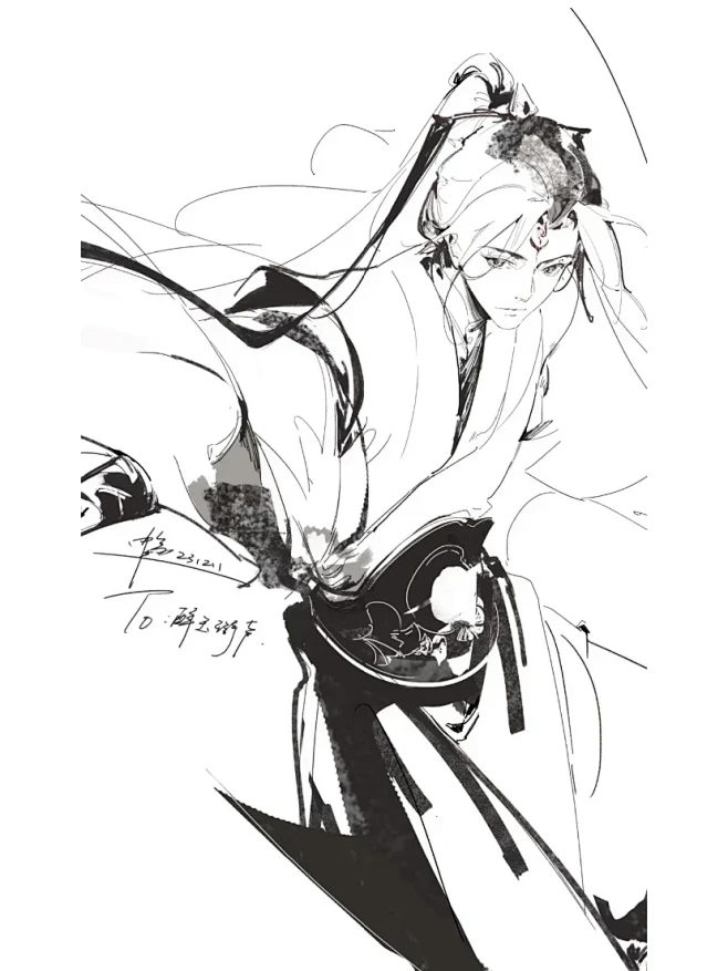 古风人物插画 速写线稿 - 小红书-花瓣网