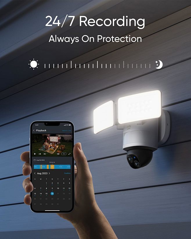Amazon.com: eufy Security Floodlight Camera E340 Wired, 360° Pan and ...