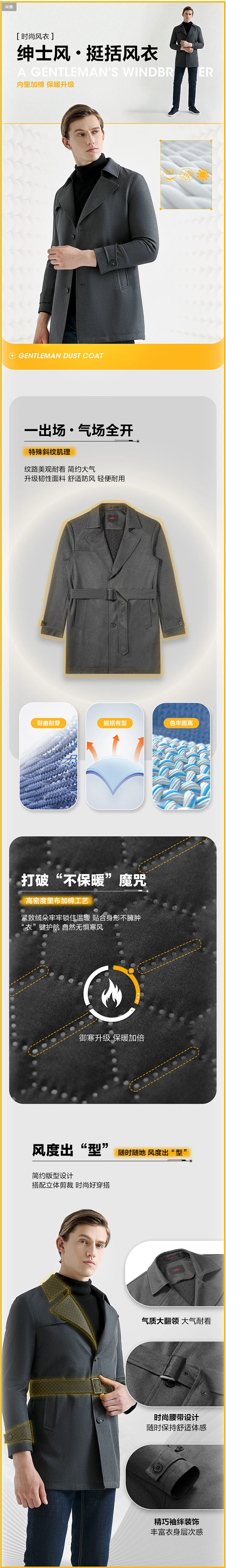 柒牌男装商务休闲夹棉保暖大衣秋冬新款军旅风衣修身青年外套-tmall.com天猫-花瓣网