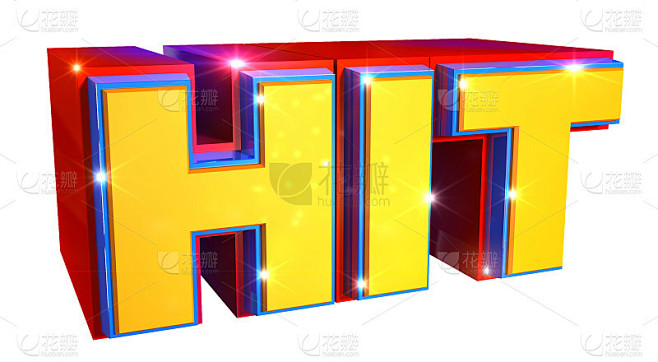 多彩的Hit标志- 3d插图