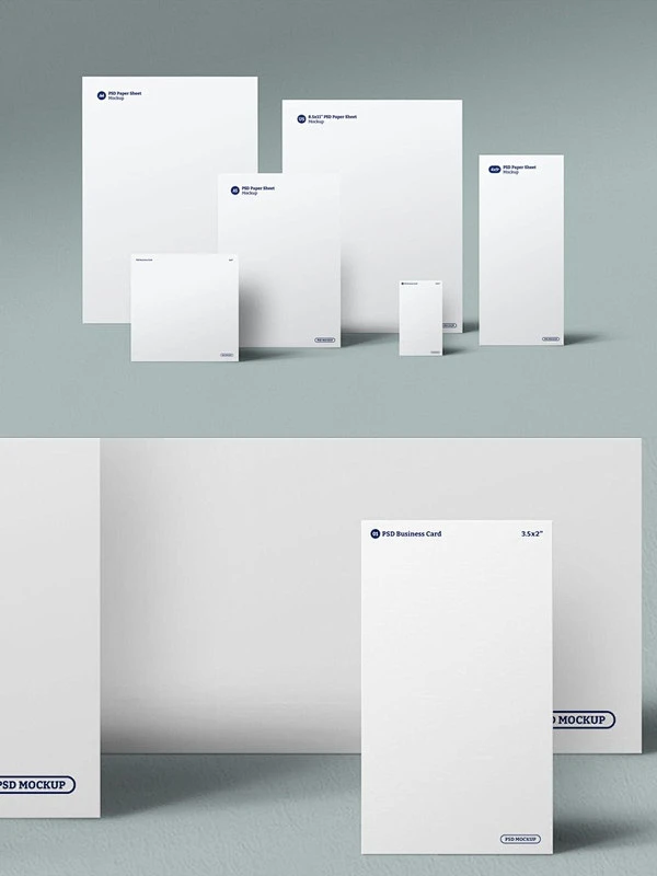 时尚高端专业的高品质A4、A5、美国信纸纸张名片海报设计VI样机展示模型mockups-花瓣网