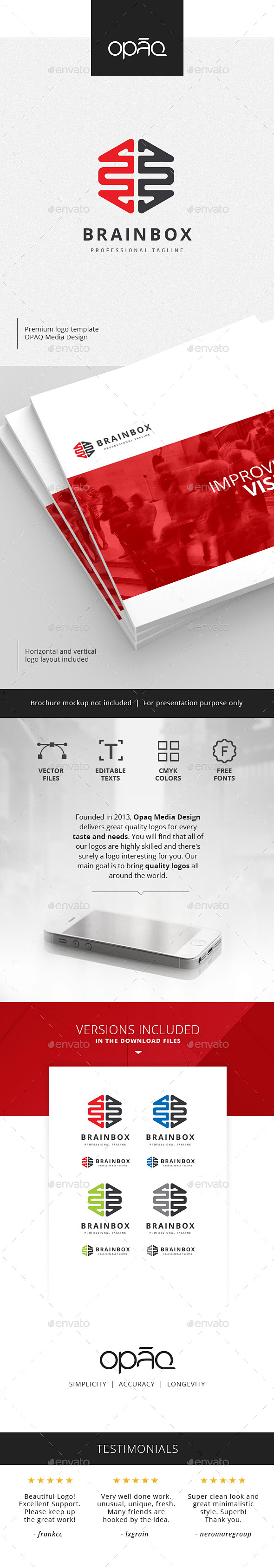 大脑框标志——符号标志模板Brain Box Logo - Symbols Logo Templates盒、大脑、头脑风暴、品牌、品牌、业务 ...