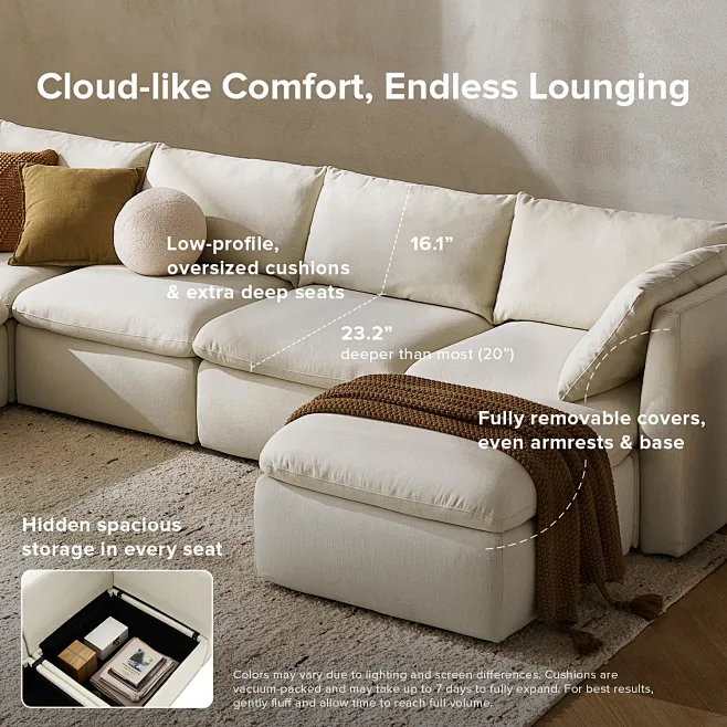 Amazon.com: mopio Oversized Modular Sectional Sofa with Fully Removable ...