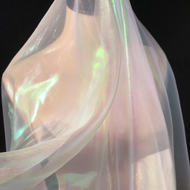 毕业设计服装面料设计师透明网纱镭射幻彩欧根纱布料婚纱轻薄纱布-淘宝网-花瓣网