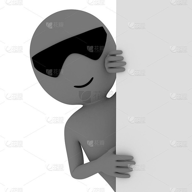 3d cartoon small people is holding empty board