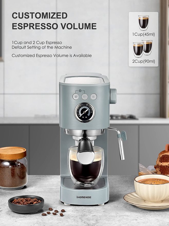 Amazon.com: Ihomekee Espresso Machine Coffee Makers 15 Bar Cappuccino ...