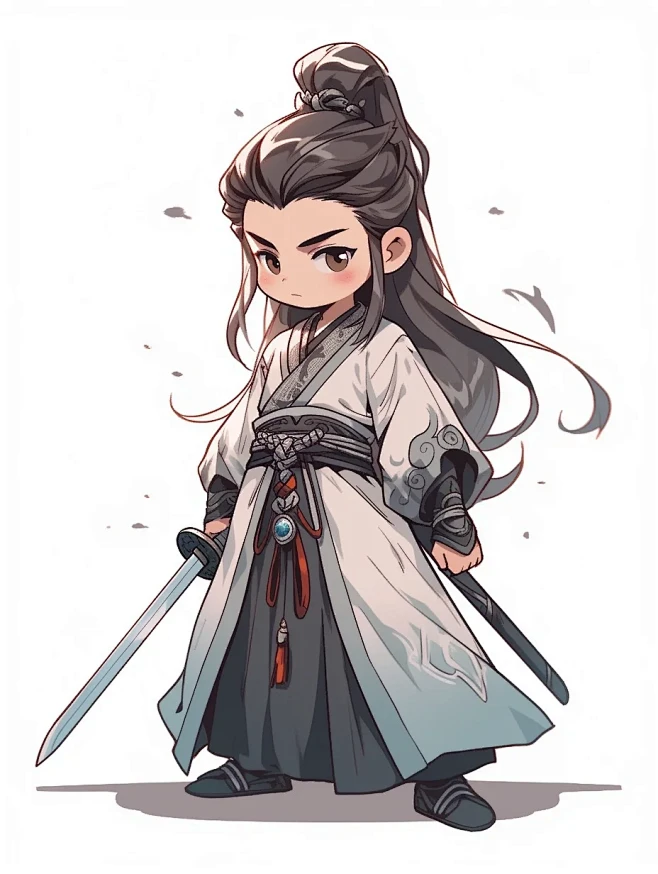 AIGC|插画|线描|Q版古风（有魔法）-花瓣网