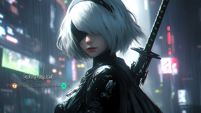 #NieR:Automata [V03] Cyberpunk 2B 1~3 - namakxin的插画