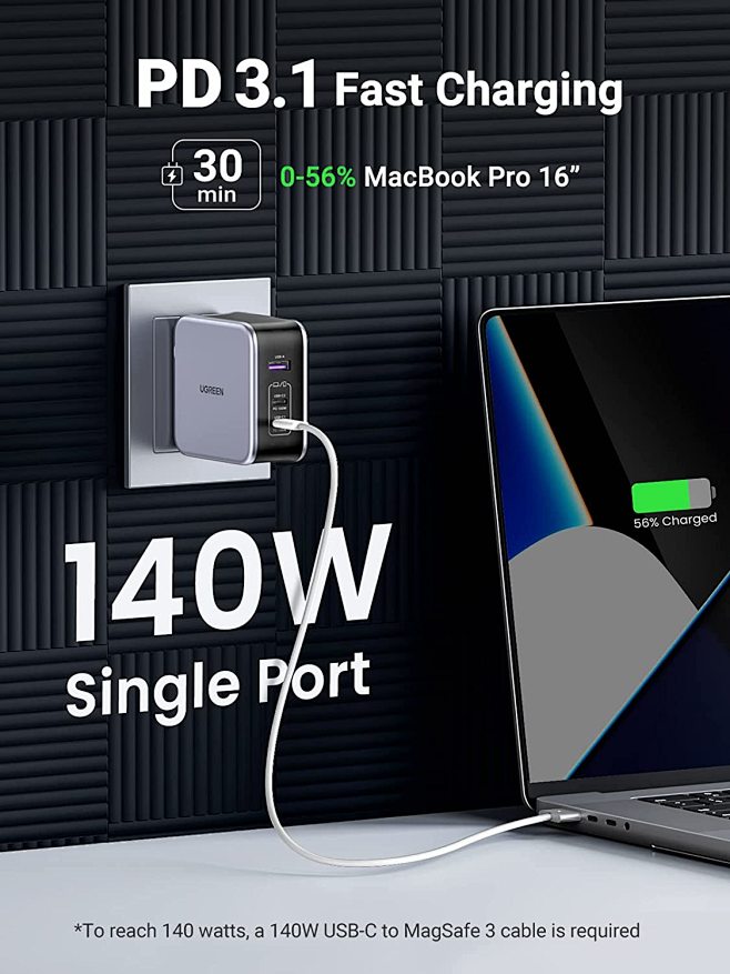 Amazon.com: UGREEN 140W USB C Charger, Mac Book Pro Charger Foldable ...