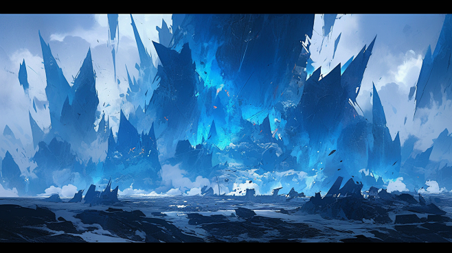 qiuling6689_Ice_and_snow_islands_suspended_in_the_air_blue_ice ...
