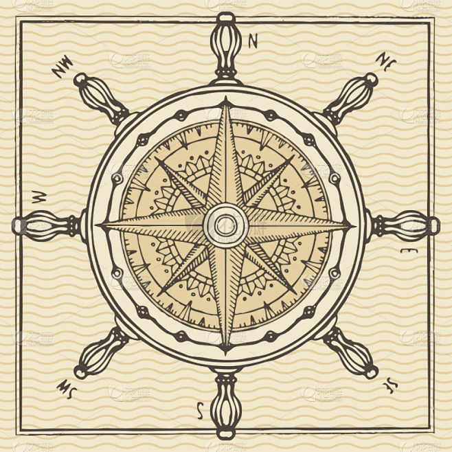 风,罗盘,车轮,过时的,帆船,海盗,羊皮纸,复古,冒险素材-花瓣网