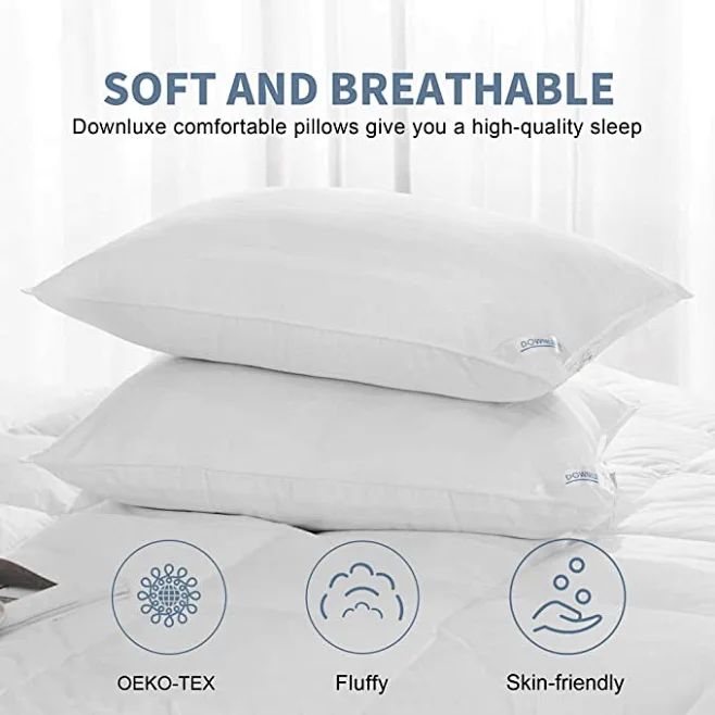 downluxe King Size Down Alternative Pillows Set of 2 - 100% Breathable ...