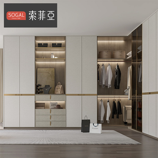 官方 索菲亚塞纳全屋整装定制卧室衣柜衣帽间一体设计收纳柜子-tmall.com天猫