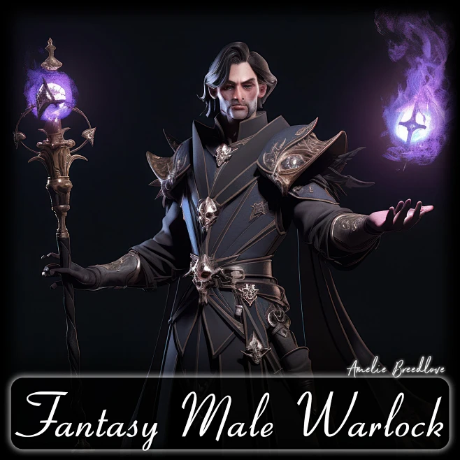 200 Fantasy Male Warlock Reference Pack | 4K | v.27-花瓣网