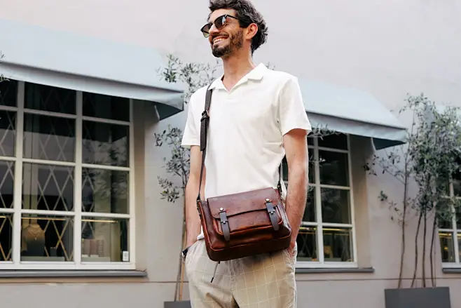 Small Leather Messenger Bag, Tan Shoulder Bag, Leather Travel Purse ...