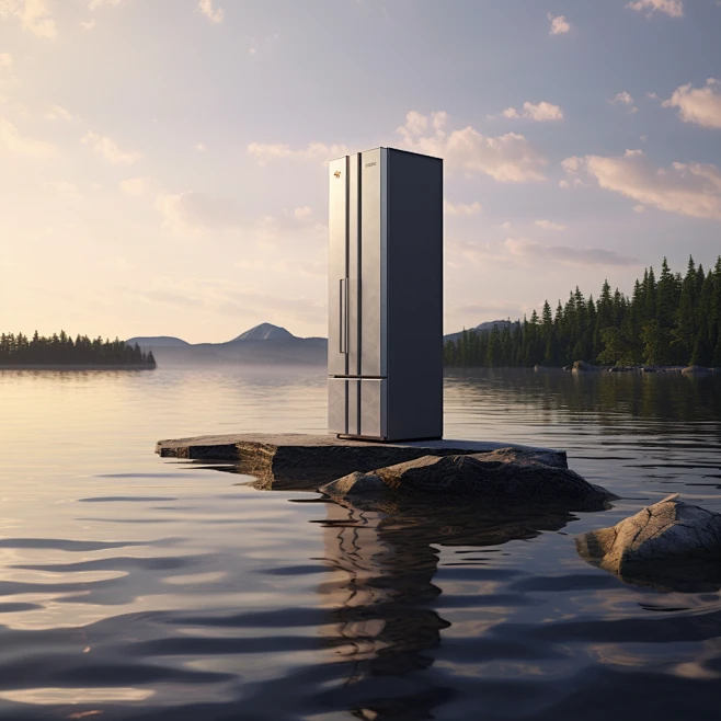 sd456jdf_A_refrigerator_on_a_countertop_over_the_water_3166b232-3692 ...