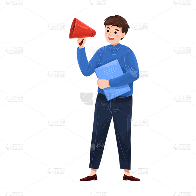 手绘男生宣传元素贴纸 7136