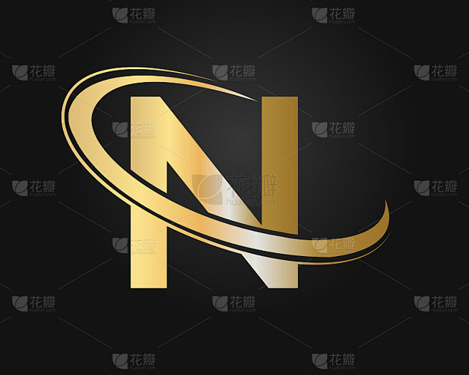 首字母金N标志设计。N标志设计矢量模板