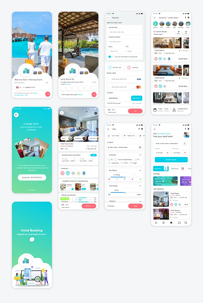 酒店预订app ui .xd素材下载 - 豆皮儿-花瓣网