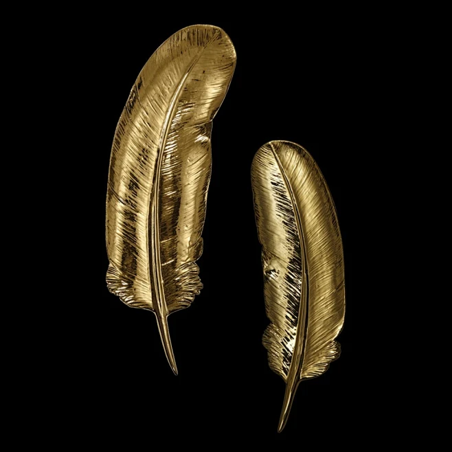 Pluma Gold Large Resin Wall Décor-花瓣网